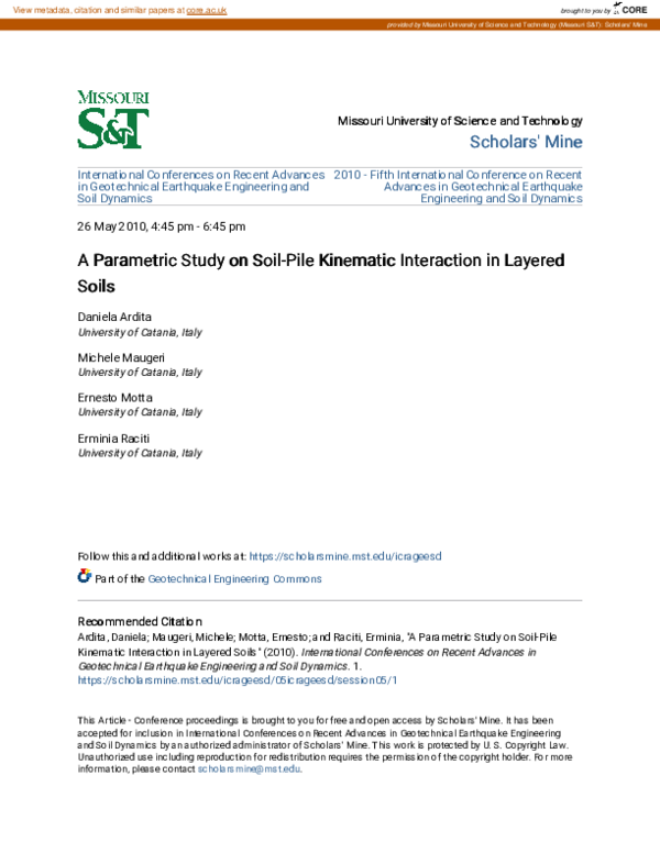 (PDF) A Parametric Study on Soil-Pile Kinematic Interaction in Layered Soils