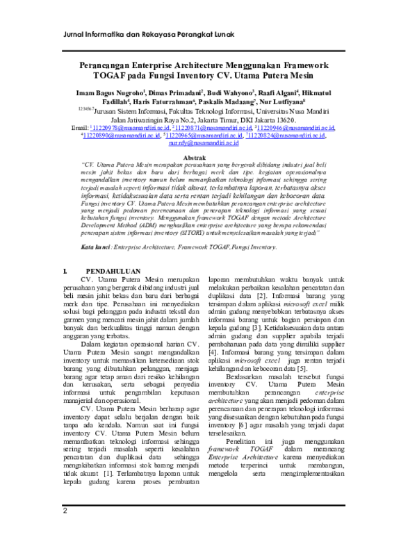 (PDF) Perancangan Enterprise Architecture Menggunakan Framework TOGAF ...