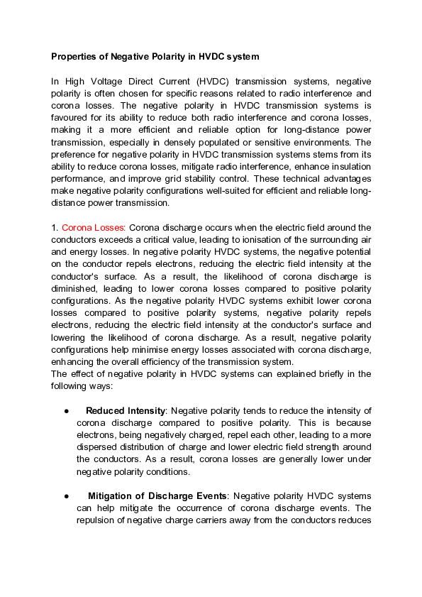 (PDF) Properties of Negative Polarity in HVDC system
