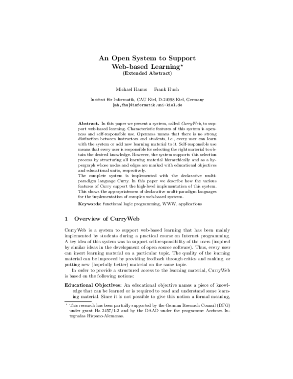 (PDF) An Open System to Support Web-based Learning?
