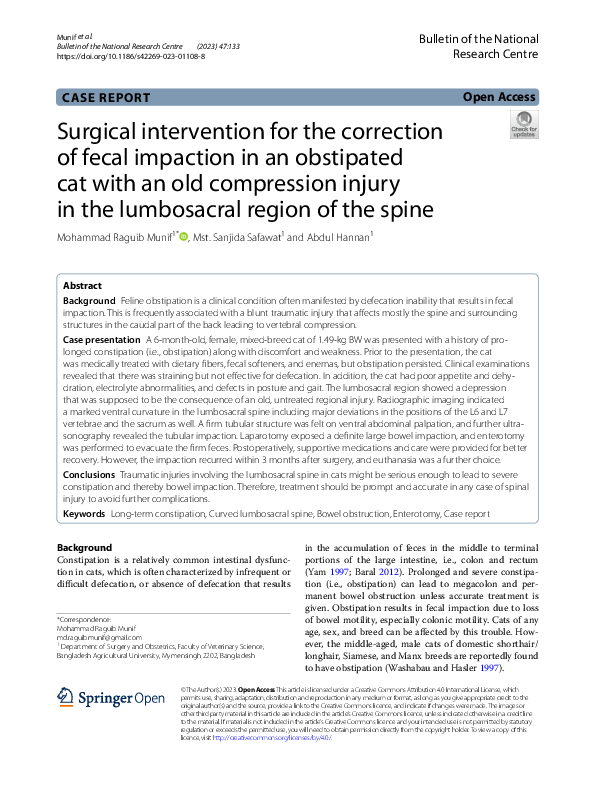 (PDF) Surgical intervention for the correction of fecal impaction in an ...