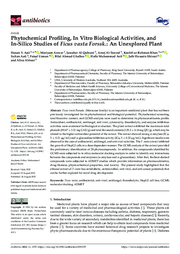 (PDF) Phytochemical Profiling, In Vitro Biological Activities, and In ...