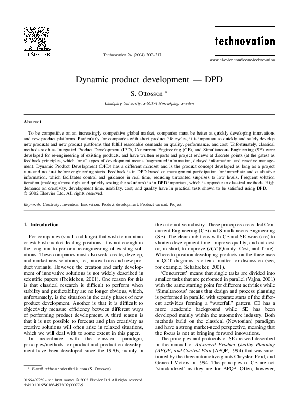 (PDF) Dynamic product development — DPD