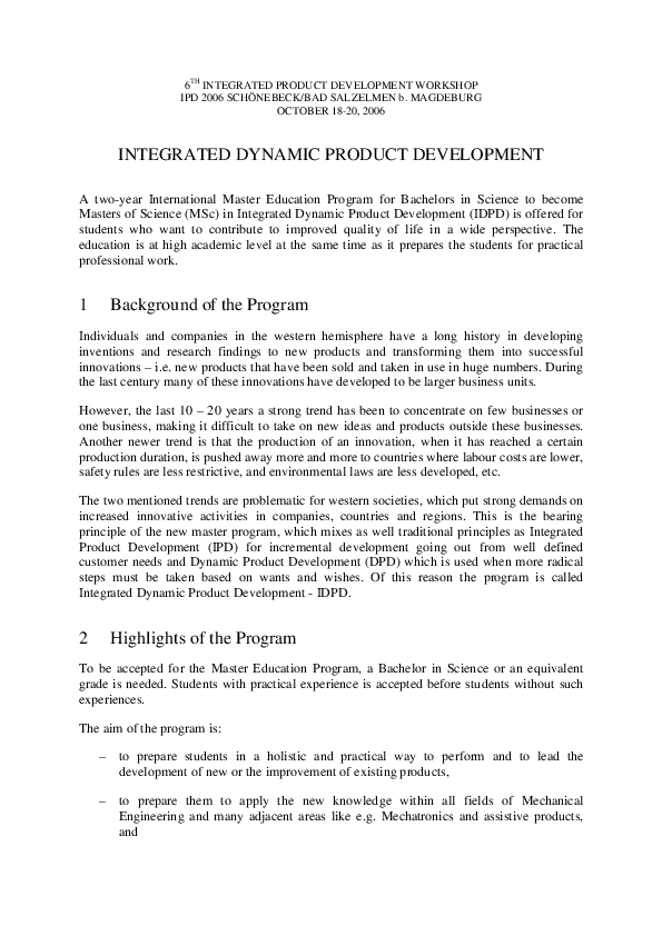 (PDF) Integrated dynamic product development