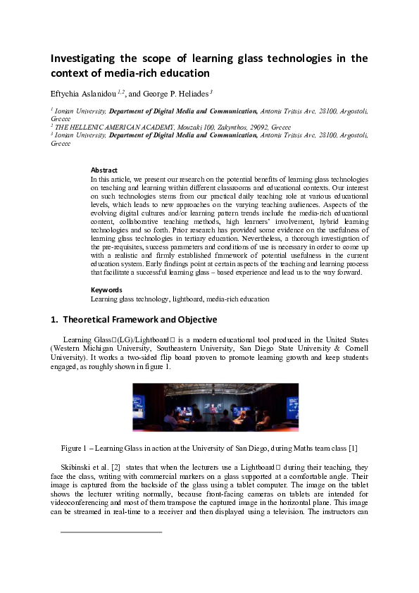 (PDF) Investigating the scope of learning glass technologies in the ...