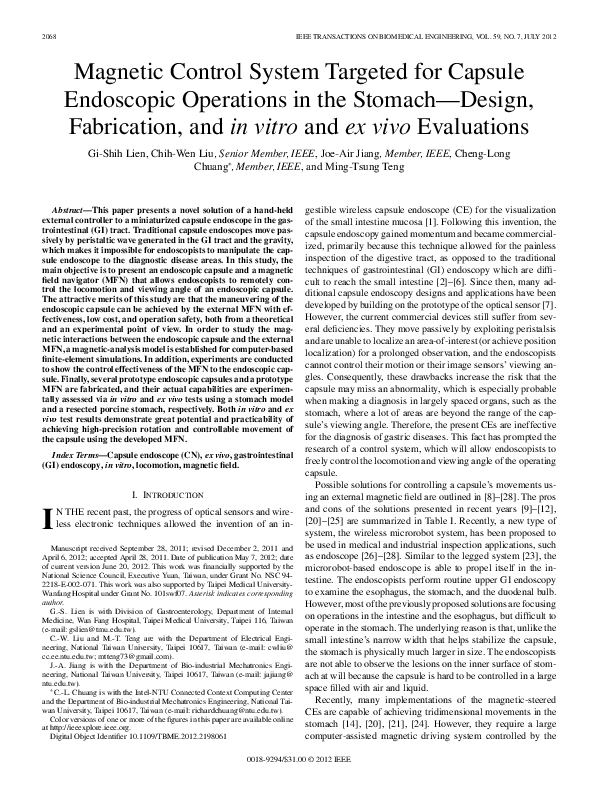 (PDF) Magnetic Control System Targeted for Capsule Endoscopic ...
