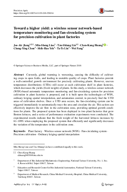 (PDF) Toward a higher yield: a wireless sensor network-based ...