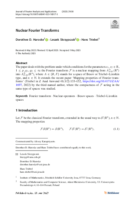 (PDF) Nuclear Fourier Transforms