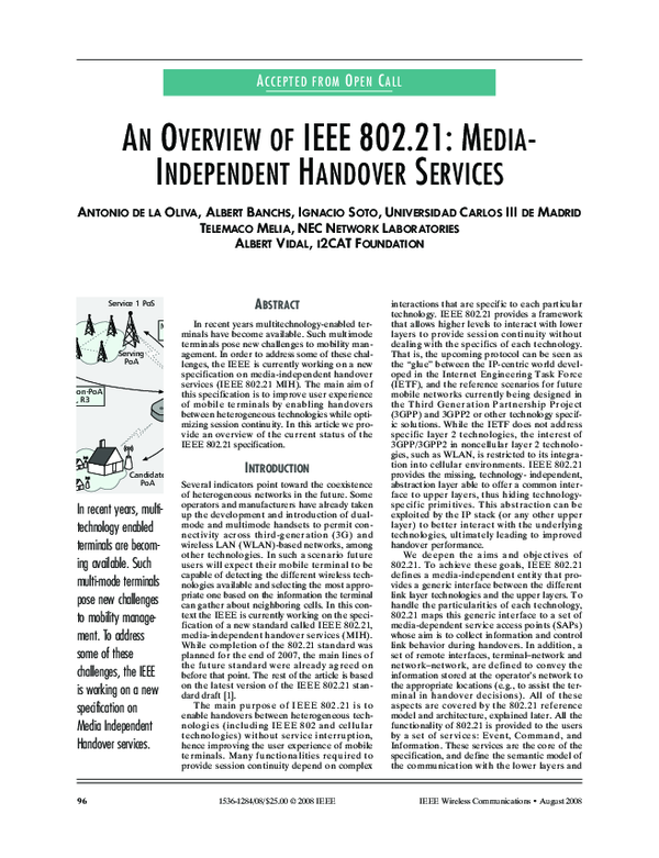 (PDF) An overview of IEEE 802.21: media-independent handover services