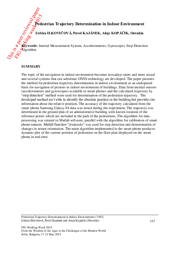 (PDF) Pedestrian Trajectory Determination in Indoor Environment