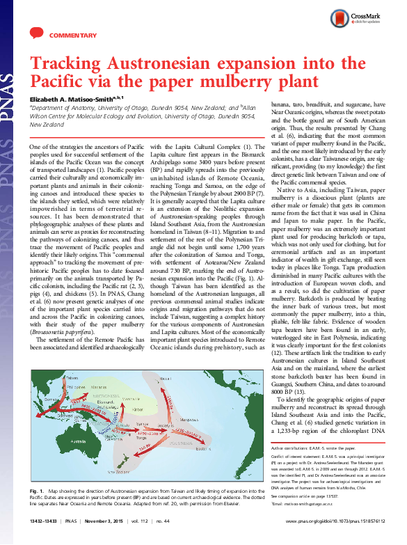 (PDF) Tracking Austronesian expansion into the Pacific via the paper ...