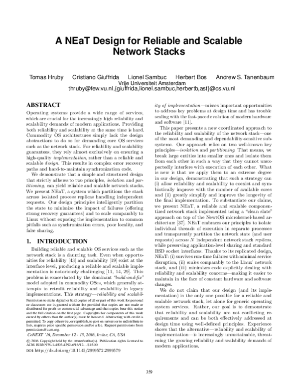 (PDF) A NEaT Design for Reliable and Scalable Network Stacks