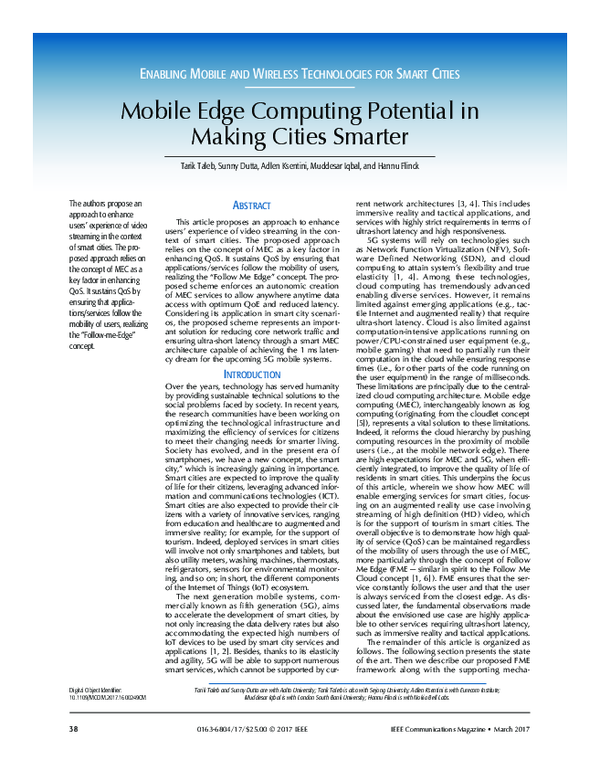 Pdf Mobile Edge Computing Potential In Making Cities Smarter Sunny Dutta