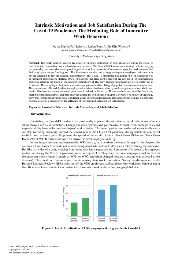 (PDF) Intrinsic Motivation and Job Satisfaction During The Covid-19 ...