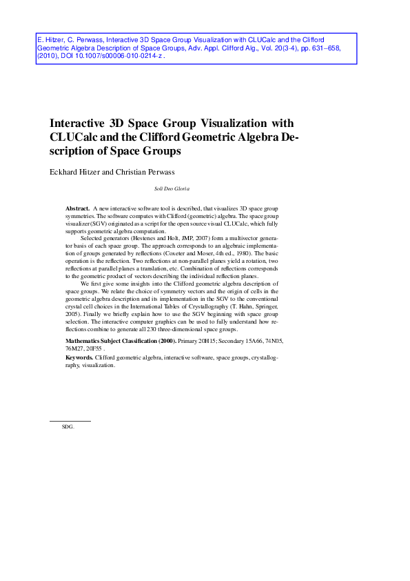 (PDF) Interactive 3D Space Group Visualization with CLUCalc and the ...