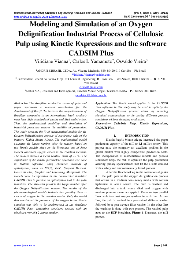 (PDF) Modeling and Simulation of an Oxygen Delignification Industrial ...