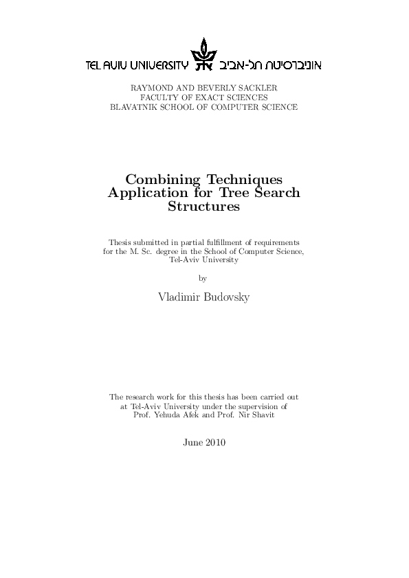 (PDF) Combining Techniques Application for Tree Search Structures ...