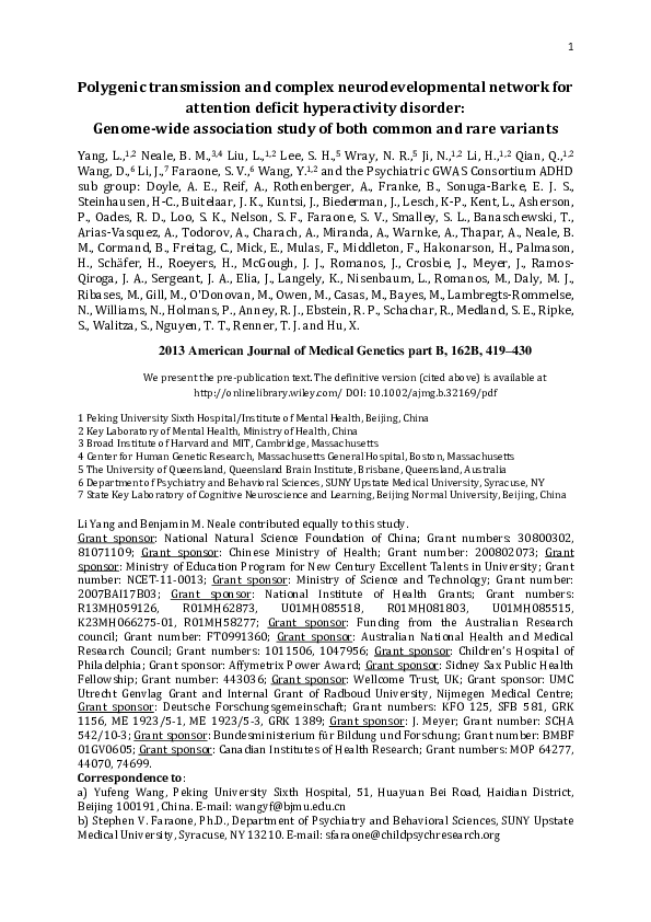 (PDF) Polygenic transmission and complex neuro developmental network ...