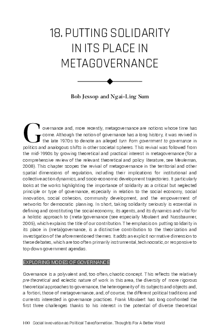 (PDF) Putting Solidarity in Its Place in Metagovernance