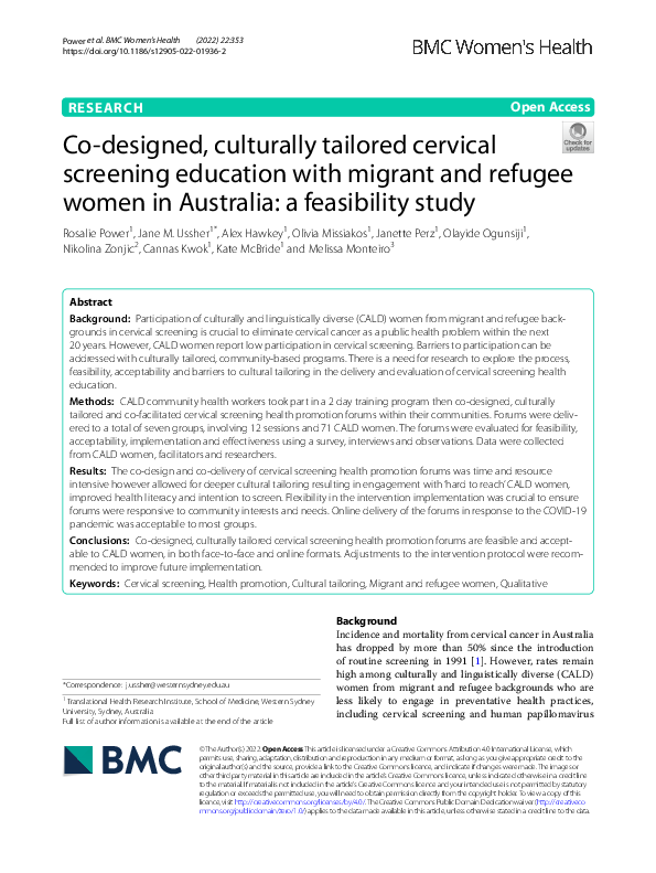 (PDF) Co-designed, culturally tailored cervical screening education ...