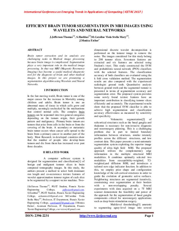 (PDF) Wavelet-Based MRI Brain Tumor Segmentation