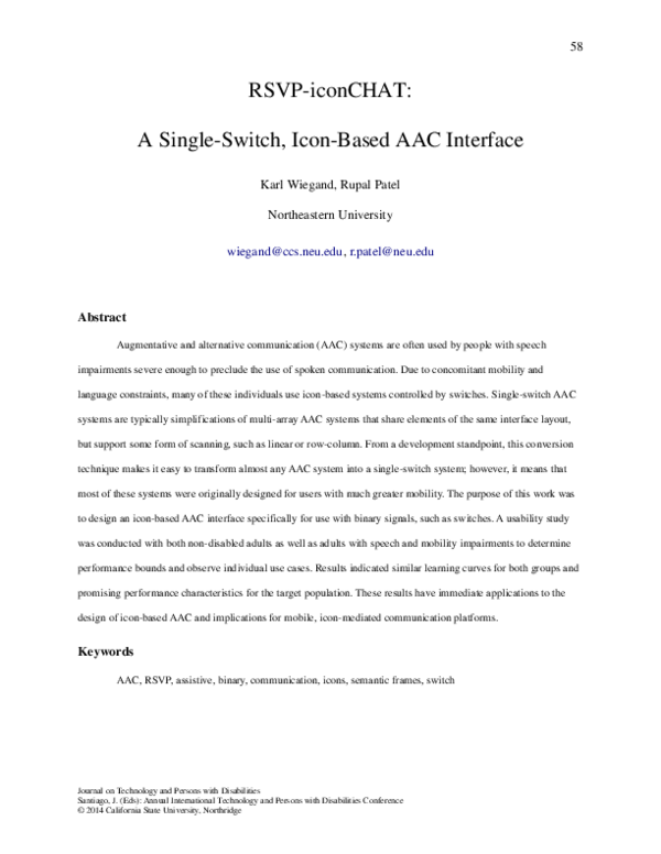 (PDF) RSVP-iconCHAT: A Single-Switch, Icon-Based AAC Interface
