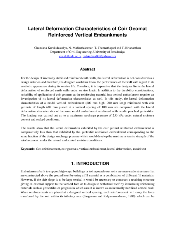 (PDF) Lateral Deformation Characteristics of Coir Geomat Reinforced ...