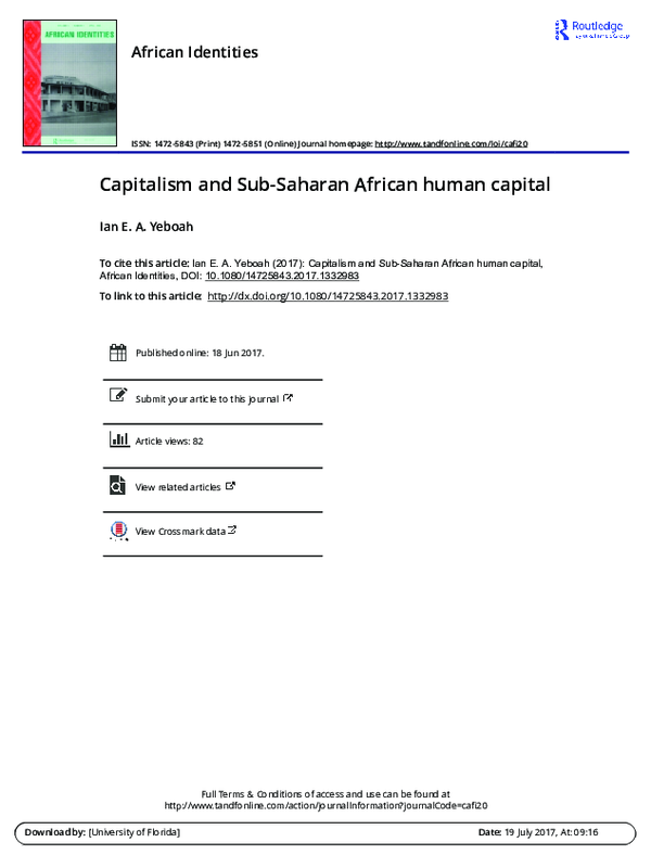 (PDF) Capitalism and Sub-Saharan African human capital