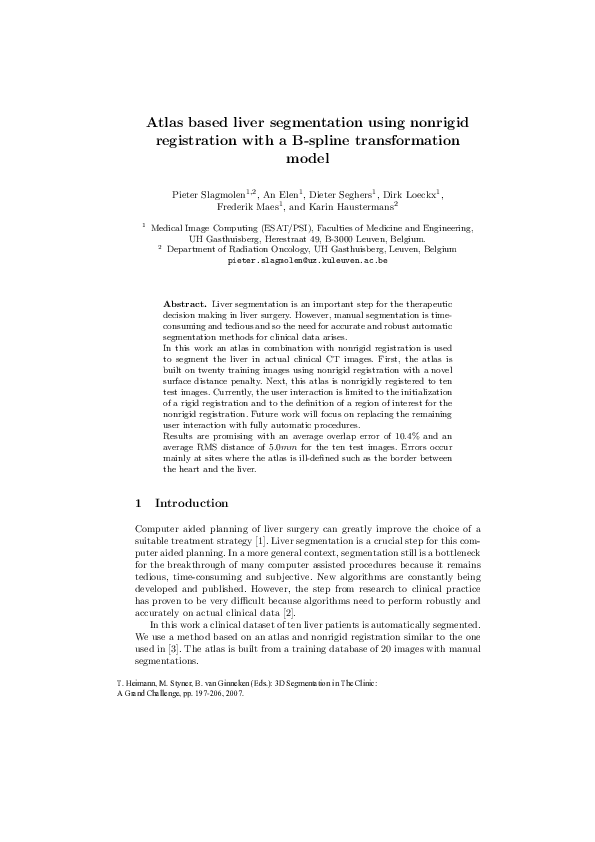 (PDF) B-spline Atlas for Liver Segmentation