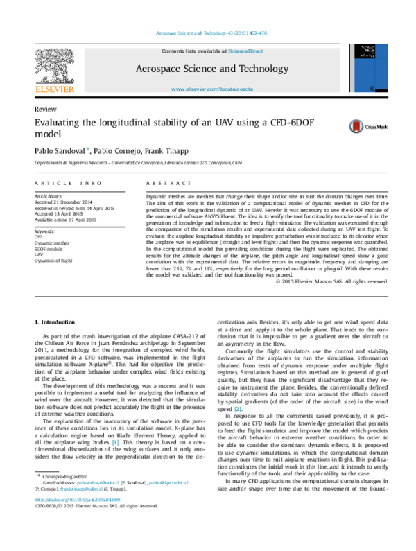 (PDF) Evaluating the longitudinal stability of an UAV using a CFD-6DOF model