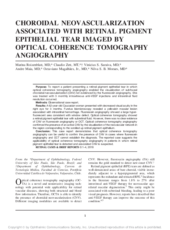 (PDF) Choroidal Neovascularization Associated with Retinal Pigment Epithelial Tear Imaged by ...