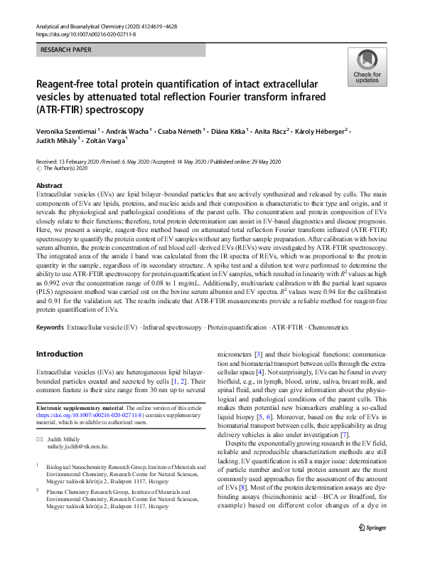 (PDF) Reagent-free total protein quantification of intact extracellular ...
