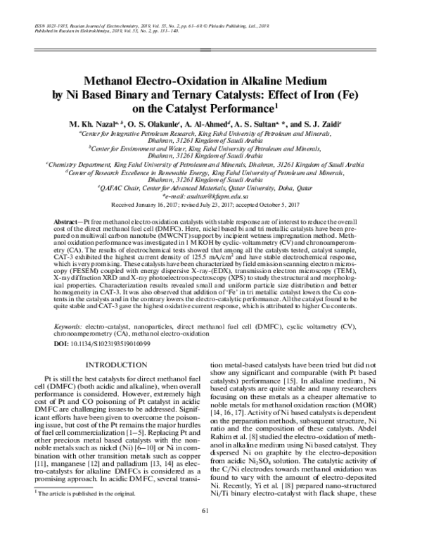 (PDF) Methanol Electro-Oxidation in Alkaline Medium by Ni Based Binary ...