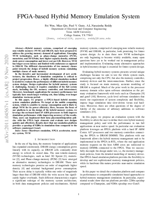(PDF) FPGA-based Hyrbid Memory Emulation System