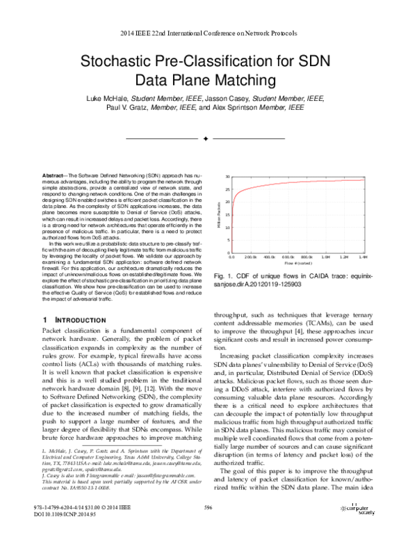 (PDF) Stochastic Pre-classification for SDN Data Plane Matching