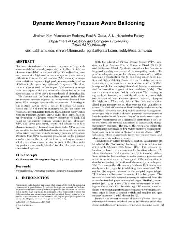 (PDF) Dynamic Memory Pressure Aware Ballooning