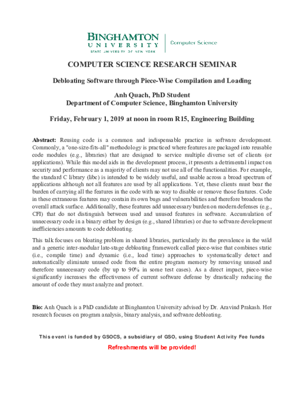 (PDF) Debloating Software through Piece-Wise Compilation and Loading