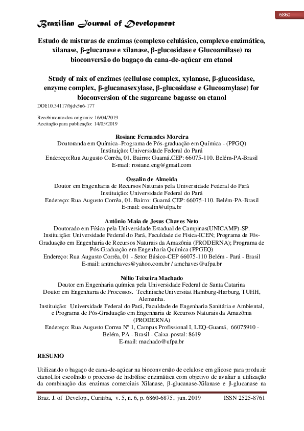 (PDF) Estudo de misturas de enzimas (complexo celulásico, complexo ...