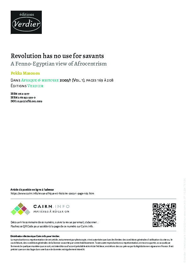 (PDF) Revolution has no use for savants: a Fenno-Egyptian view of ...