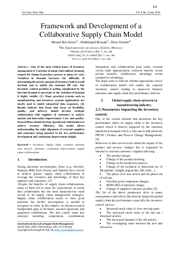 (PDF) Framework and Development of a Collaborative Supply Chain Model