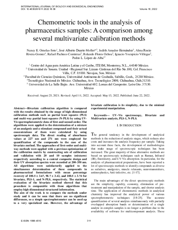 (PDF) Chemometric Tools in the Analysis of Pharmaceutics Samples: a Comparison Among Several ...