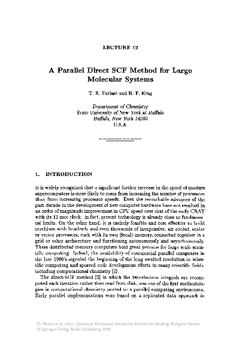 (PDF) A Parallel Direct SCF Method for Large Molecular Systems