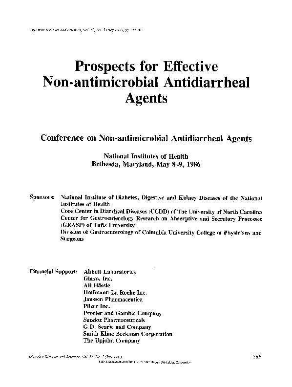 (PDF) Prospects for effective non-antimicrobial antidiarrheal agents