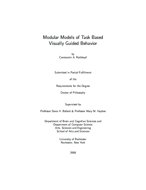 (PDF) Modular models of task based visually guided behavior