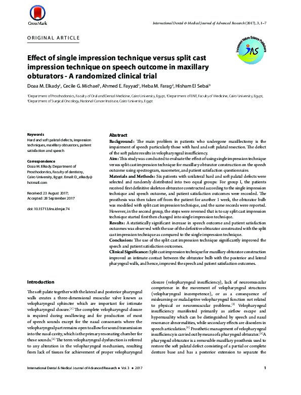 (PDF) Effect of single impression technique versus split cast ...