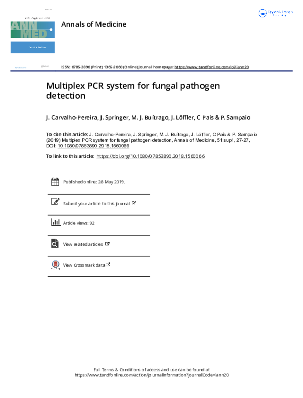 (PDF) Multiplex PCR system for fungal pathogen detection (PDF) Multiplex PCR system for fungal pathogen detection
