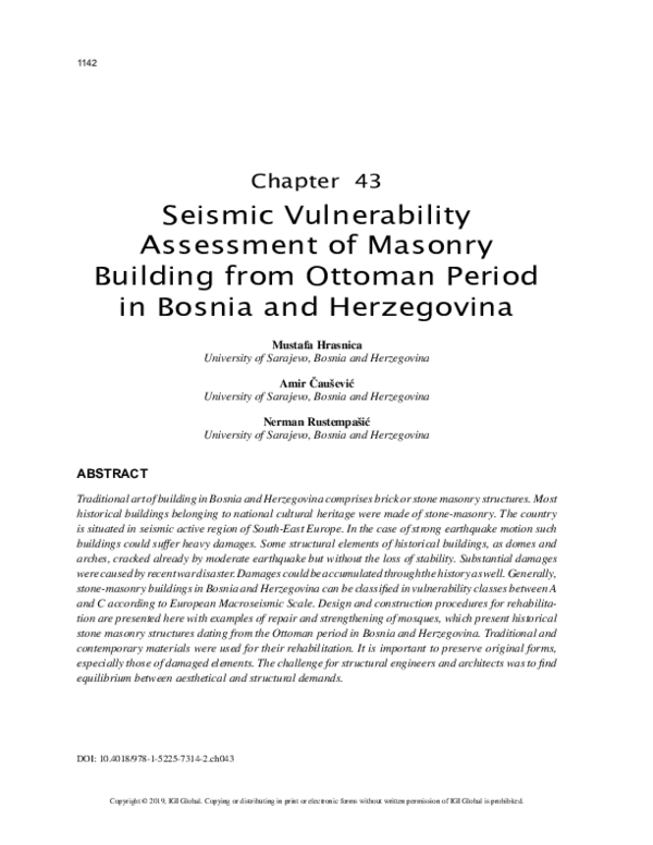 (PDF) Seismic Vulnerability Assessment of Masonry Building from Ottoman ...