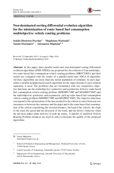 (PDF) Nondominated Sorting Differential Evolution Algorithms for Multiobjective Optimization of ...