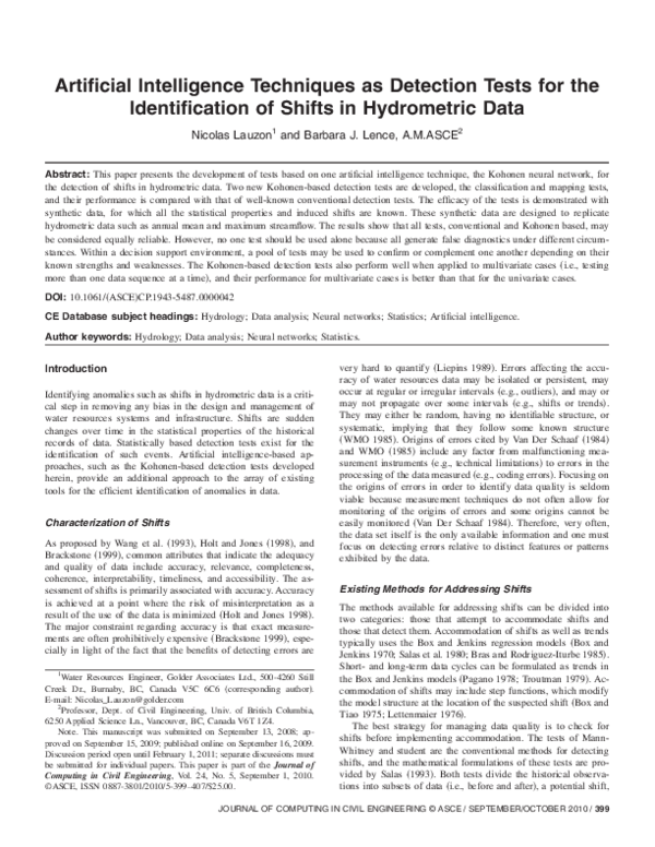 (PDF) Artificial Intelligence Techniques as Detection Tests for the ...