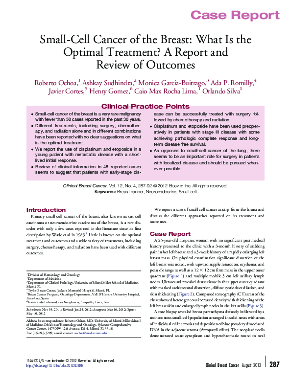 (PDF) Optimizing Treatment for Small-Cell Breast Cancer
